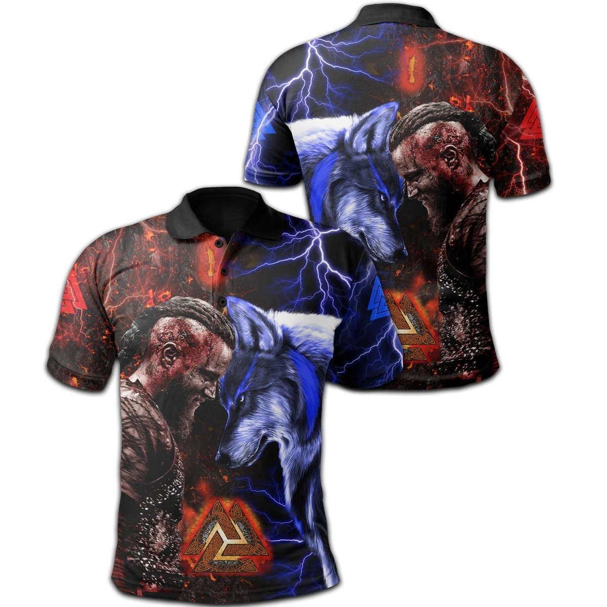 Dartshirt Wikinger Polo-Shirt - Ragnar & Wolf - Schwarz - Herren VK586